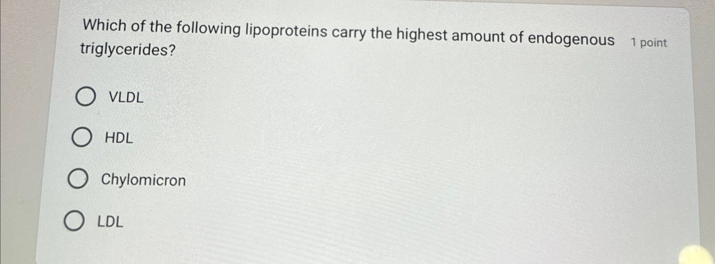 Solved Which of the following lipoproteins carry the highest | Chegg.com