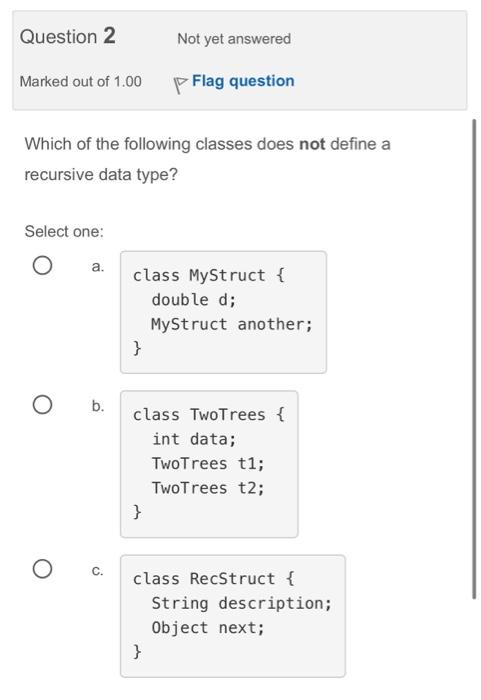 Solved Which of the following classes does not define a | Chegg.com
