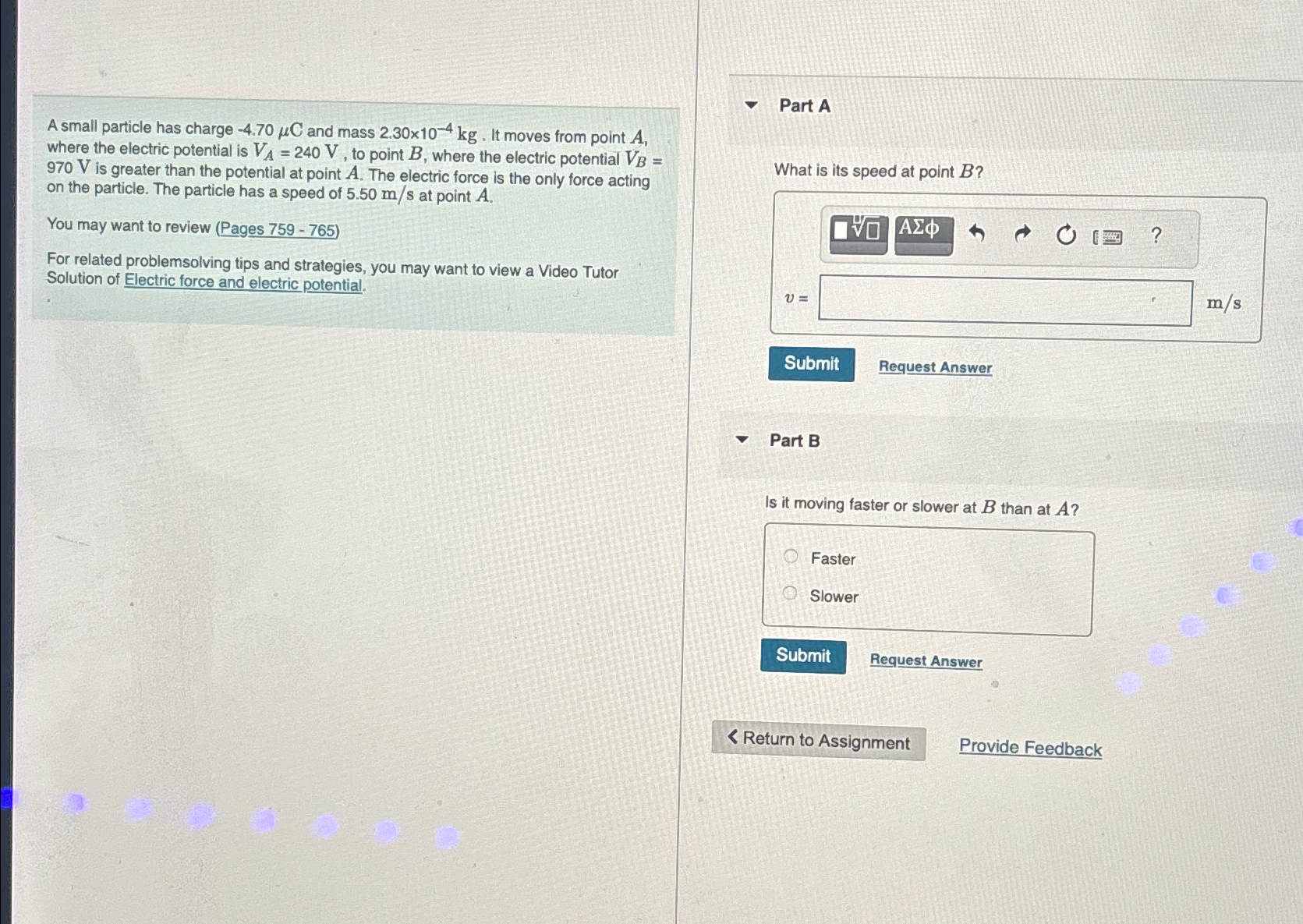 Solved A small particle has charge -4.70μC ﻿and mass | Chegg.com