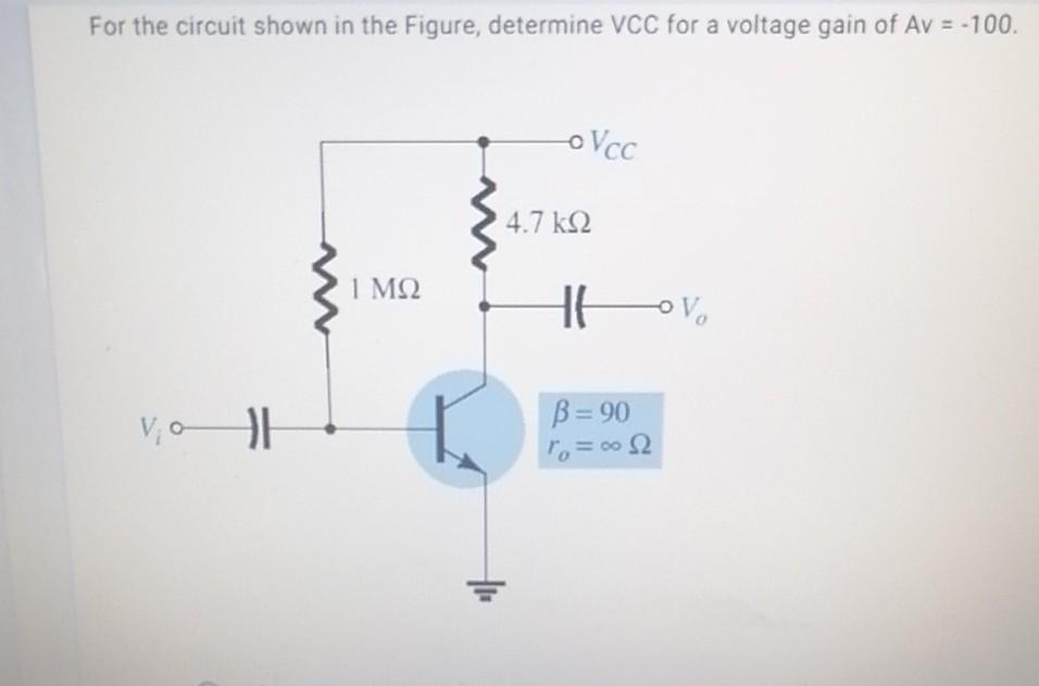 Solved For the circuit shown in the Figure, determine VCC | Chegg.com