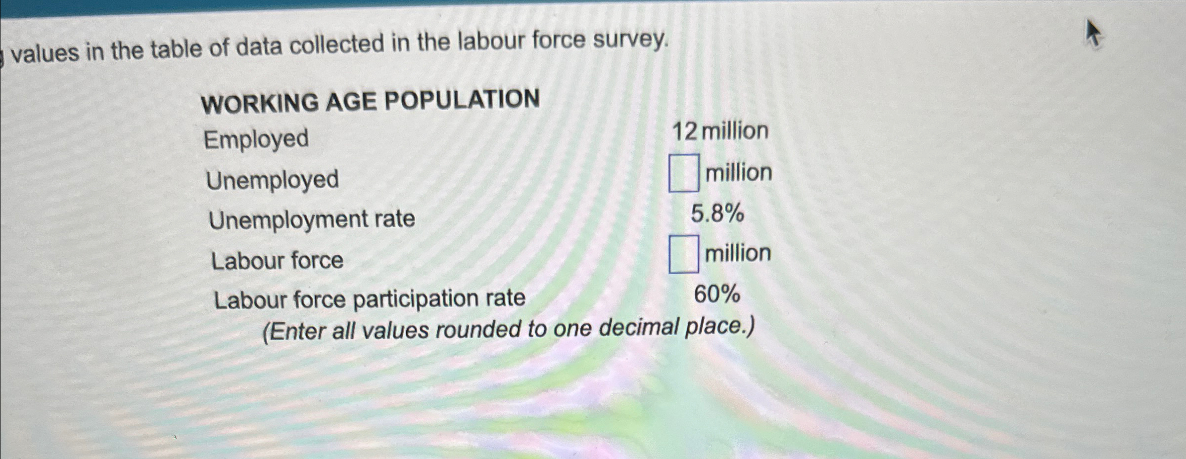 Solved values in the table of data collected in the labour | Chegg.com