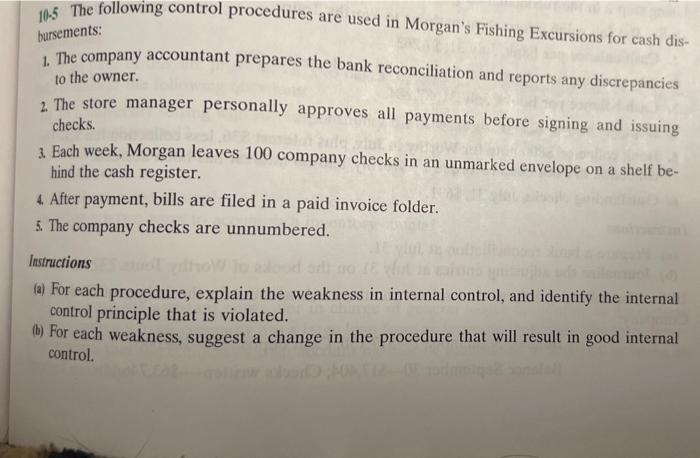 Solved 10.5 The following control procedures are used in | Chegg.com