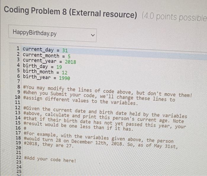 Solved Coding Problem 8 (External resource) (4.0 points | Chegg.com