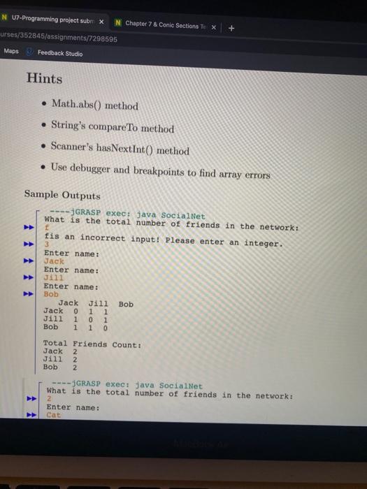 Sample Outputs Grasp Exec Java Socialnet 