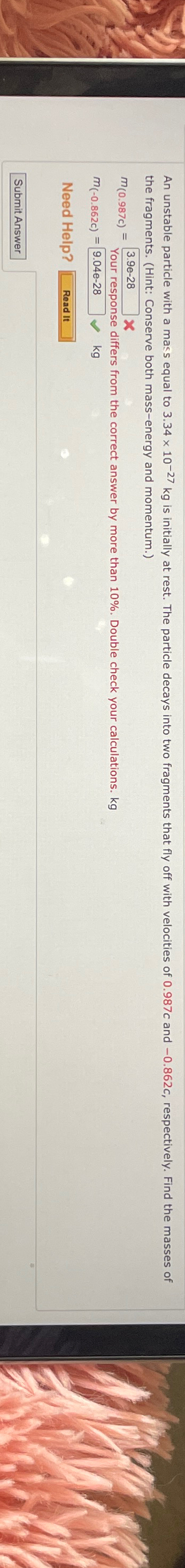 Solved An unstable particle with a mass equal to | Chegg.com