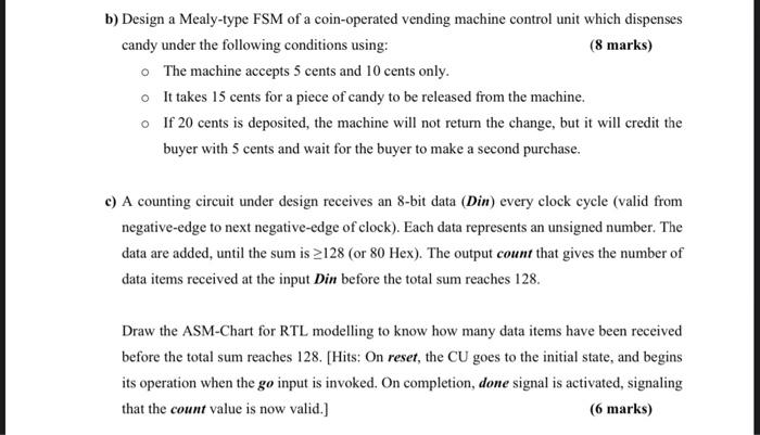 Solved a) Design a finite state machine (FSM) of a memory | Chegg.com