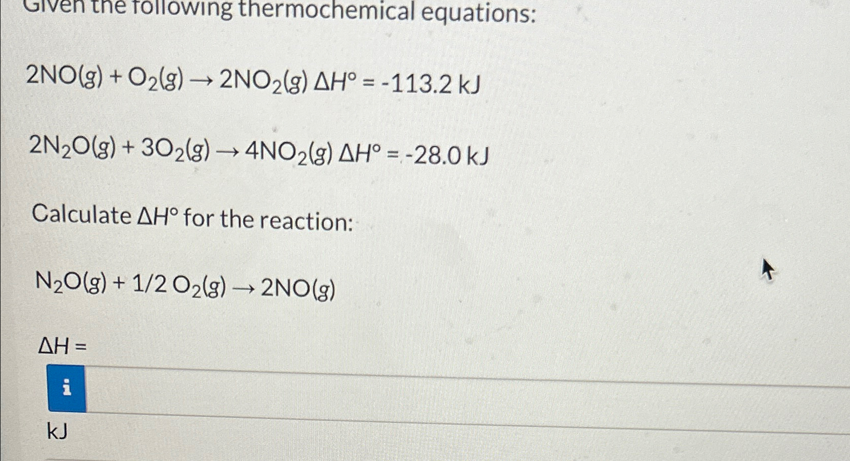 Solved Given the following thermochemical | Chegg.com