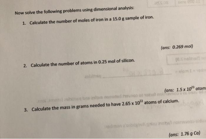 Solved Now solve the following problems using dimensional | Chegg.com