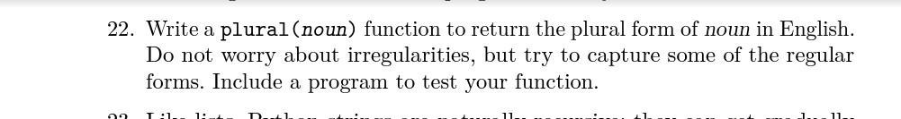 Solved 2. Write a plural (noun) function to return the | Chegg.com