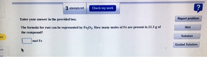 Solved 3 attempts let Check my work Enter your answer in the | Chegg.com