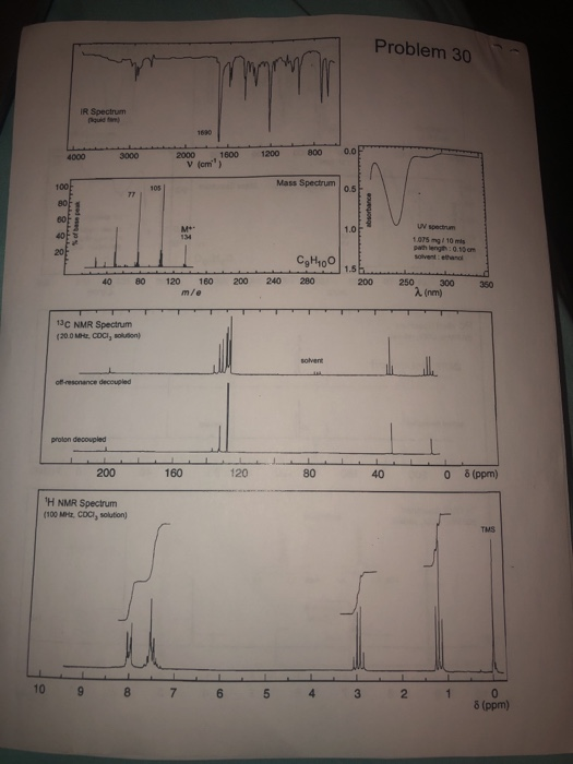 Solved Problem 30 IR Spectrum 4000 3000 2000 1600 1200 8 | Chegg.com