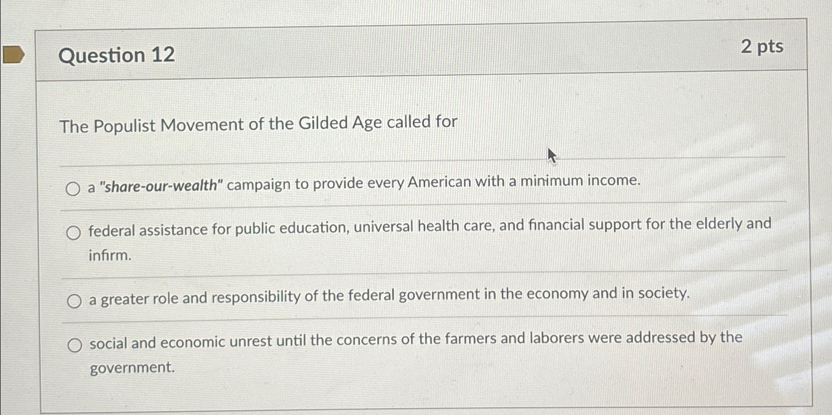 Solved Question 122 ﻿ptsThe Populist Movement of the Gilded | Chegg.com