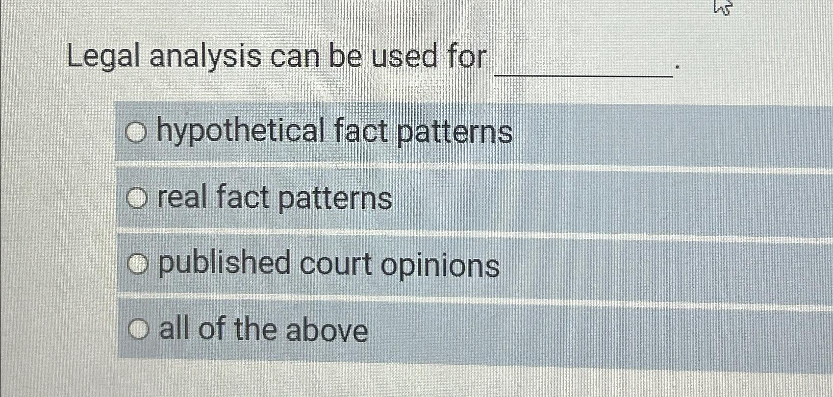 Solved Legal analysis can be used forhypothetical fact | Chegg.com