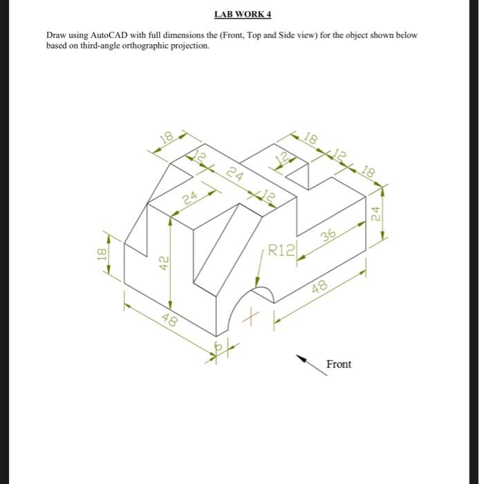 Solved LAB WORK 4 Draw using AutoCAD with full dimensions | Chegg.com