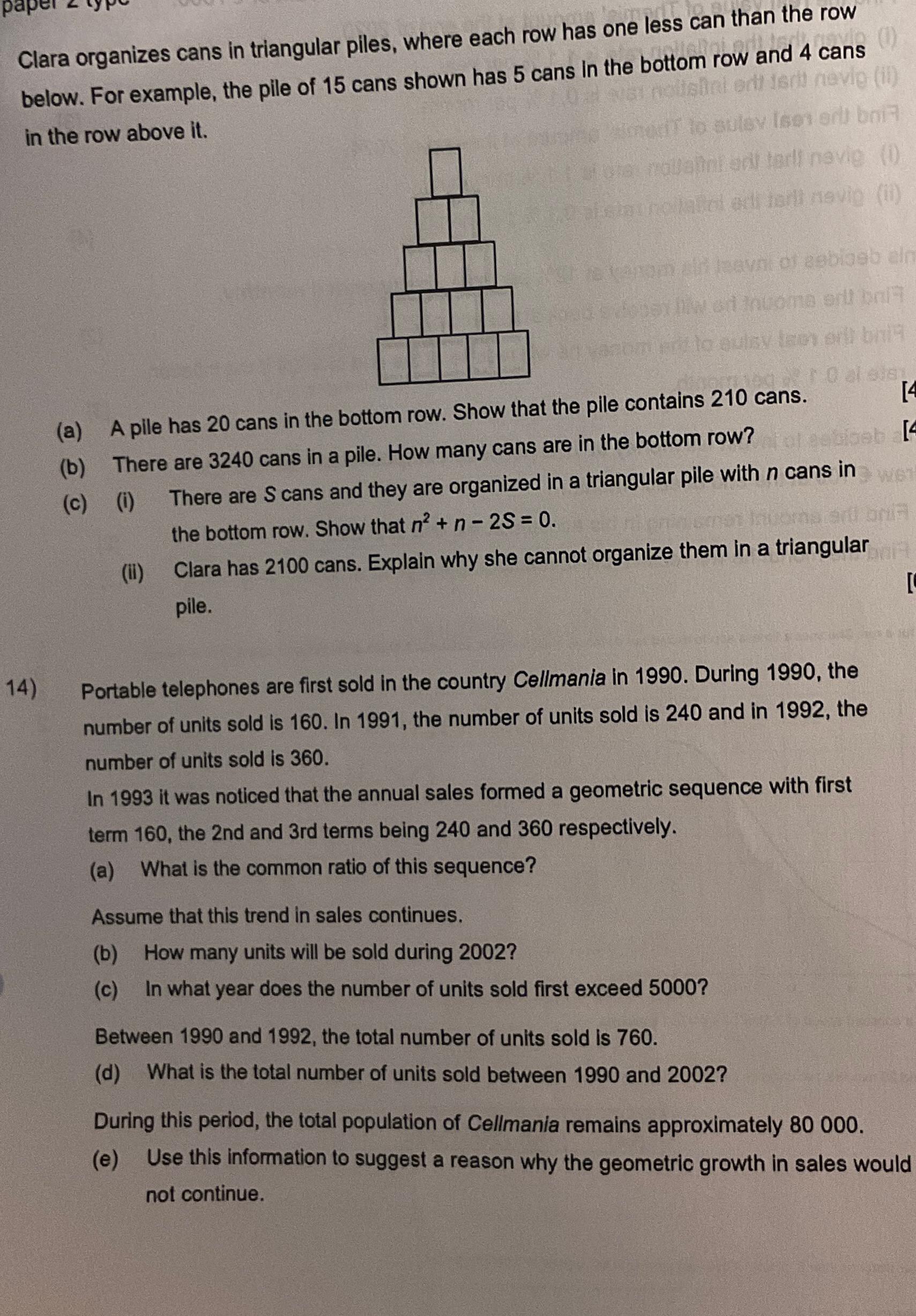 Solved Clara organizes cans in triangular piles, where each | Chegg.com