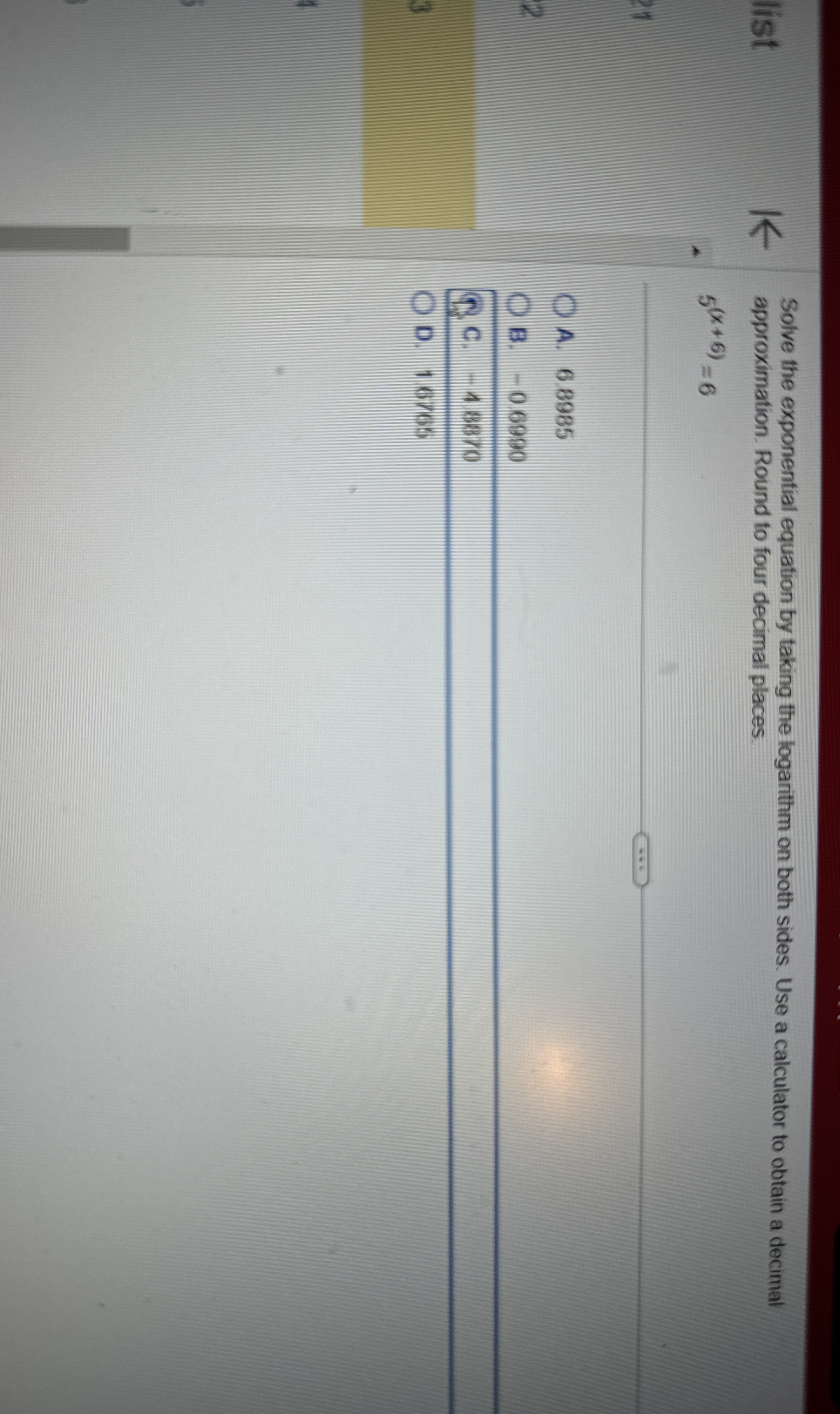 Solved by an EXPERT Solve the exponential equation by taking the ...