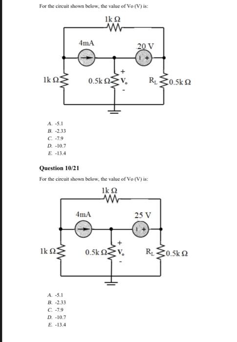 Solved For the circuit shown below, the value of Vx(V) is: | Chegg.com