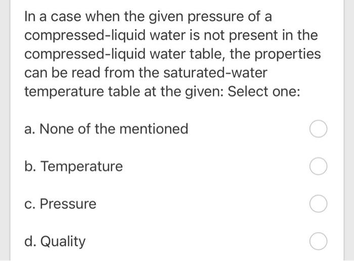 Solved In a case when the given pressure of a | Chegg.com