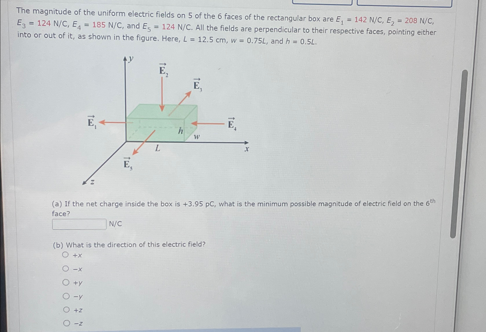 Solved The magnitude of the uniform electric fields on 5 ﻿of | Chegg.com