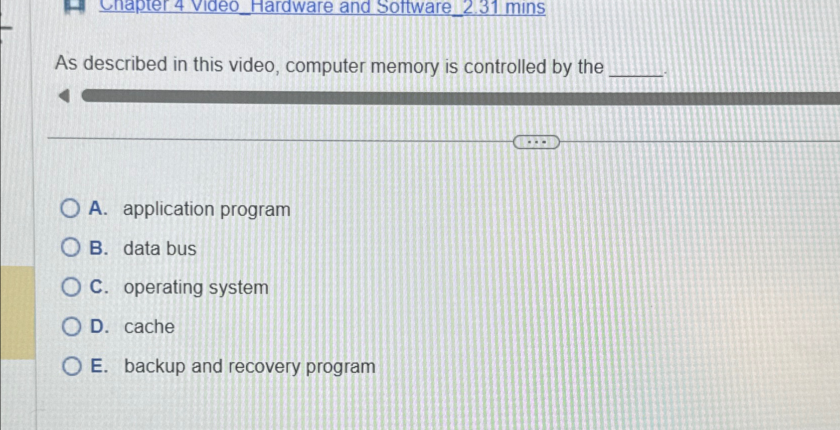 Solved As described in this video, computer memory is | Chegg.com