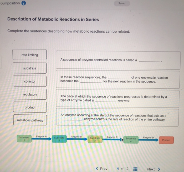 Solved composition Saved Description of Metabolic Reactions | Chegg.com