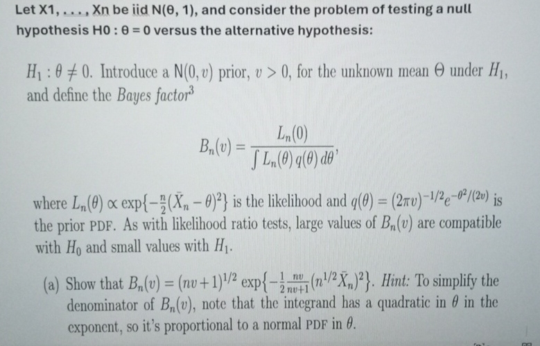Solved Let x1,dots,xn ﻿be iid N(θ,1), ﻿and consider the | Chegg.com