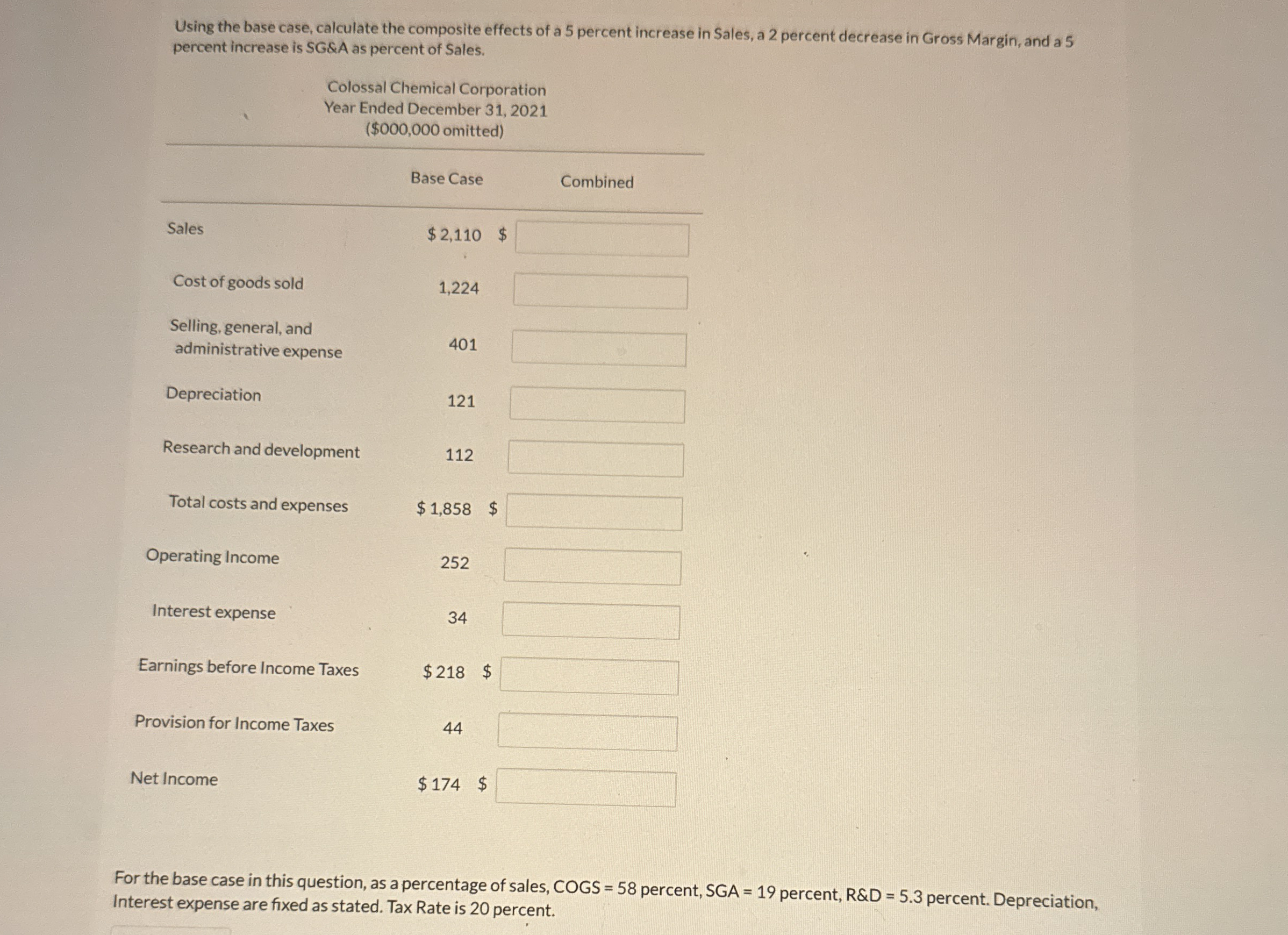 Solved Using the base case, calculate the composite effects | Chegg.com