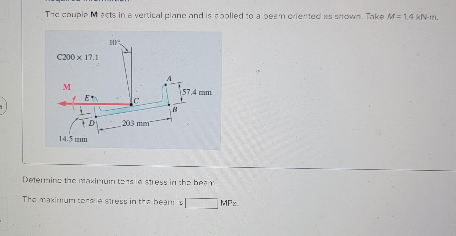 Solved The couple M acts in a vertical plane and is applied | Chegg.com