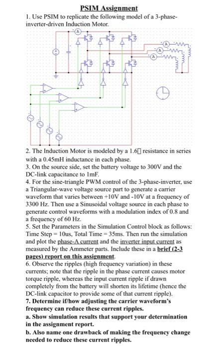 PSIM Assignment 1. Use PSIM to replicate the | Chegg.com