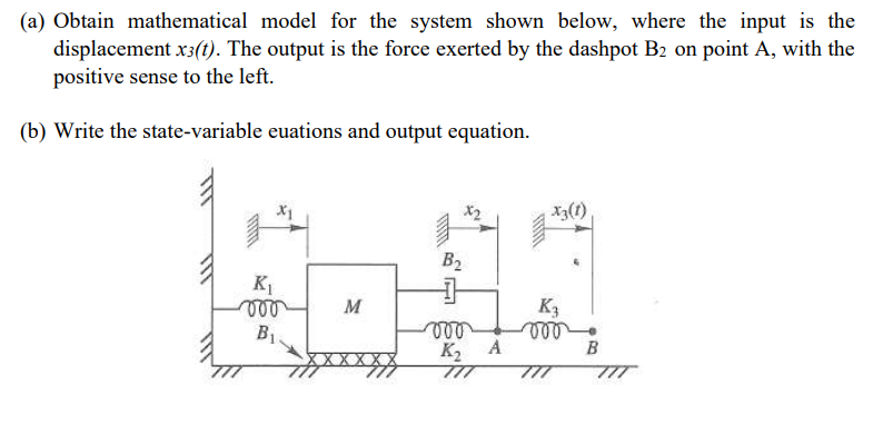 Solved (a) ﻿Obtain mathematical model for the system shown | Chegg.com
