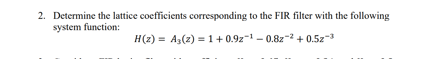 Solved Determine the lattice coefficients corresponding to | Chegg.com