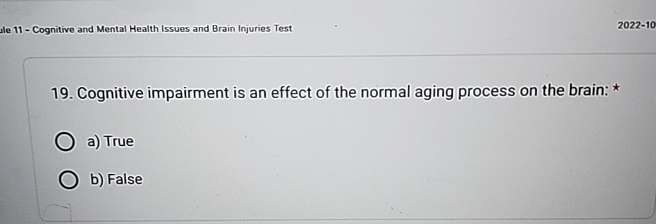 Solved ale 11 - ﻿Cognitive and Mental Health Issues and | Chegg.com