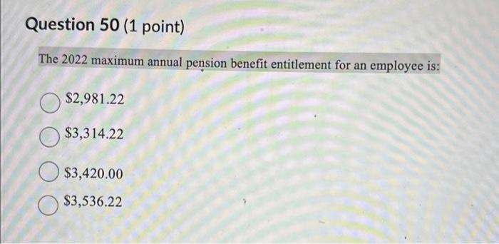 Solved The 2022 maximum annual pension benefit entitlement | Chegg.com