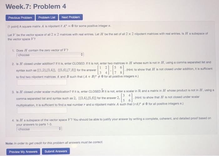 Solved Week.7: Problem 4 Previous Problem Problem List Next | Chegg.com