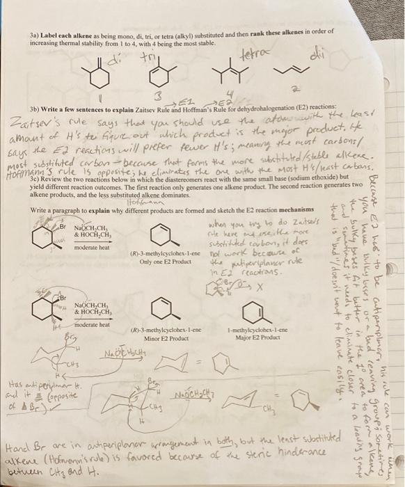 Solved 3a) Label each alkene as being mono, di, tri, or | Chegg.com
