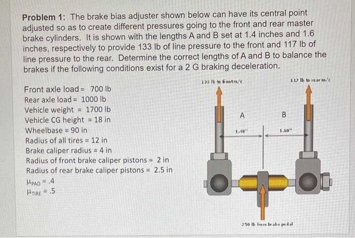 Solved The brake bias adjuster shown below can have its | Chegg.com