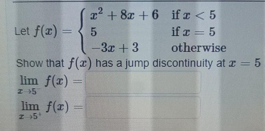 Solved Jump Discontinuities SHOW THAT F(X) HAS A JUMP | Chegg.com