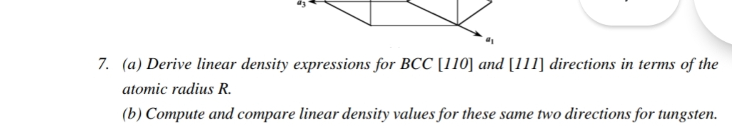 Solved (a) ﻿Derive linear density expressions for BCC [110] | Chegg.com