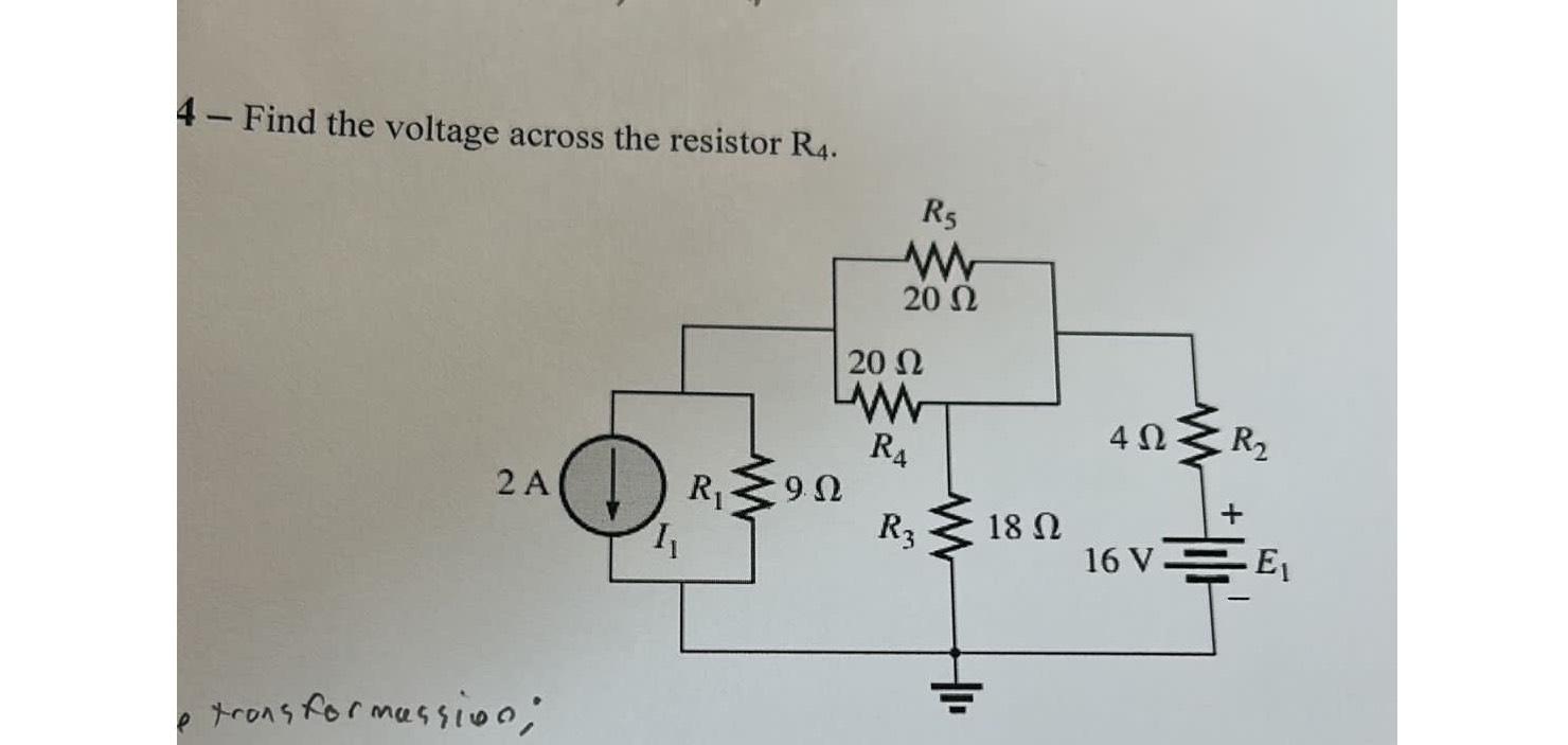 Solved 4- ﻿Find the voltage across the resistor R4.p | Chegg.com