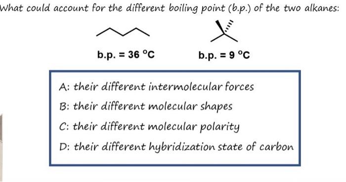 Solved What could account for the different boiling point | Chegg.com