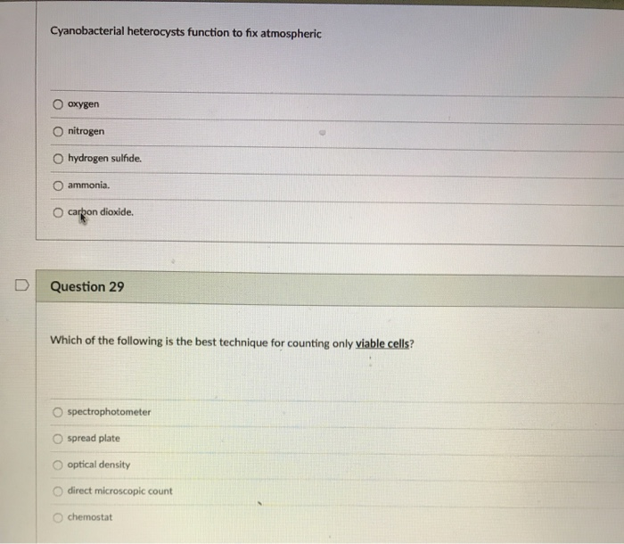 Solved Cyanobacterial heterocysts function to fix | Chegg.com