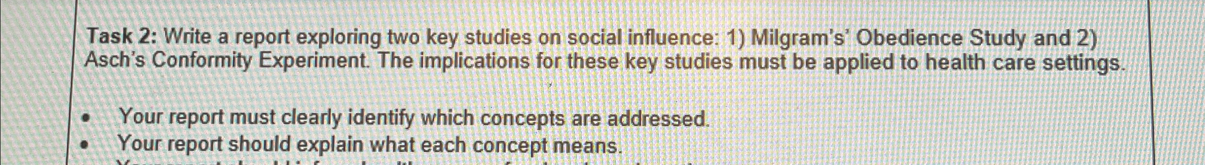 Solved Task 2: Write a report exploring two key studies on | Chegg.com