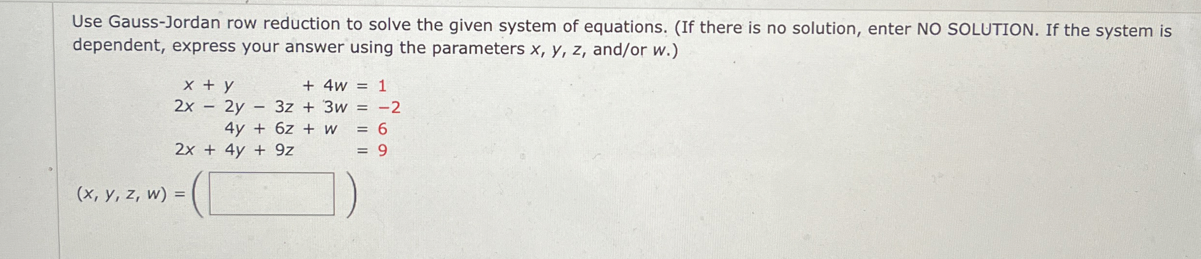 Solved Use Gauss-Jordan row reduction to solve the given | Chegg.com