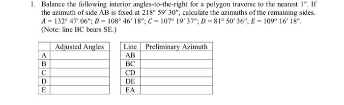 Solved Balance the following interior angles-to-the-right | Chegg.com