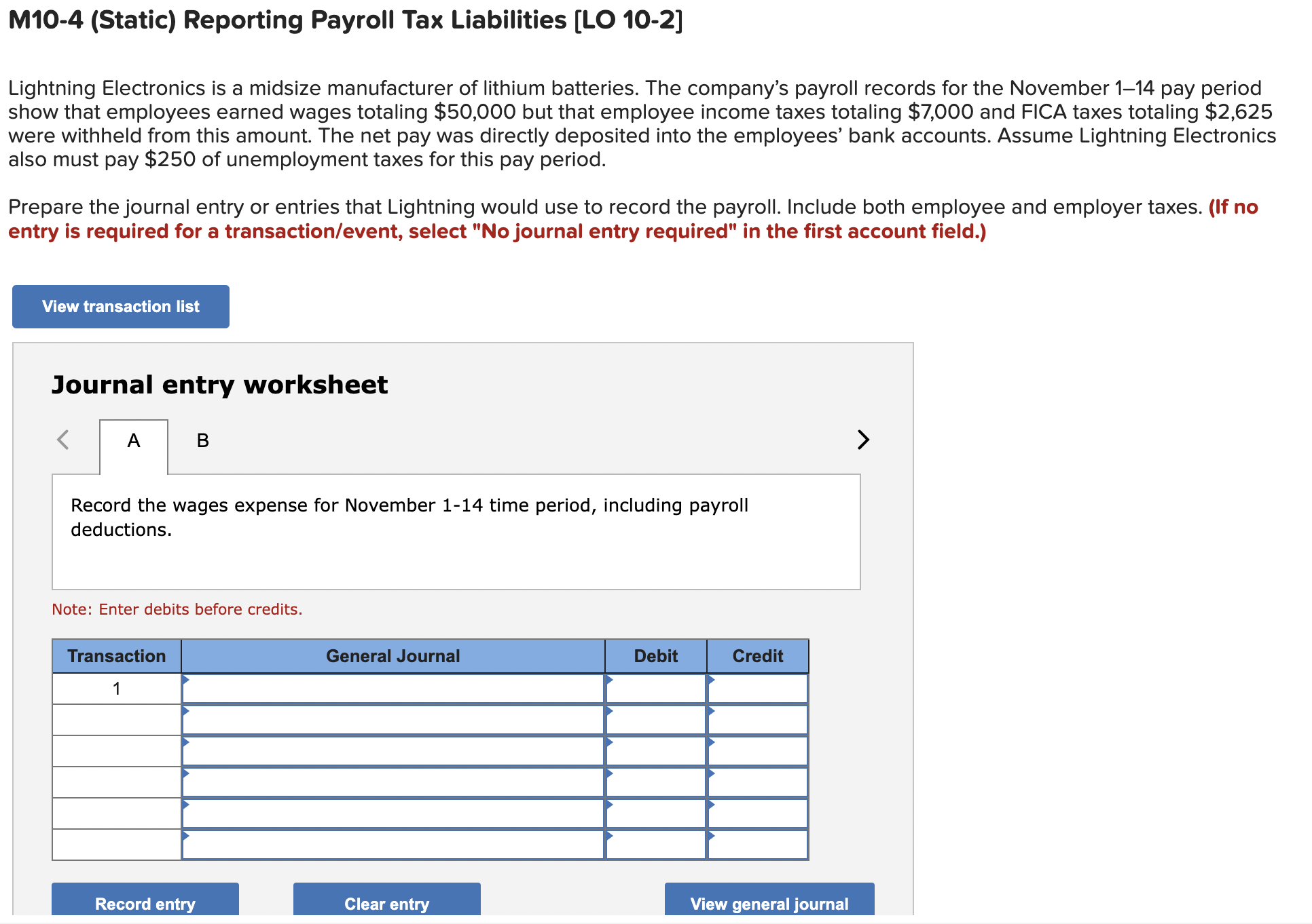 Solved M10-4 (Static) ﻿Reporting Payroll Tax Liabilities [LO | Chegg.com