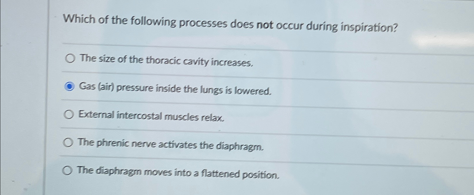 Solved Which of the following processes does not occur | Chegg.com