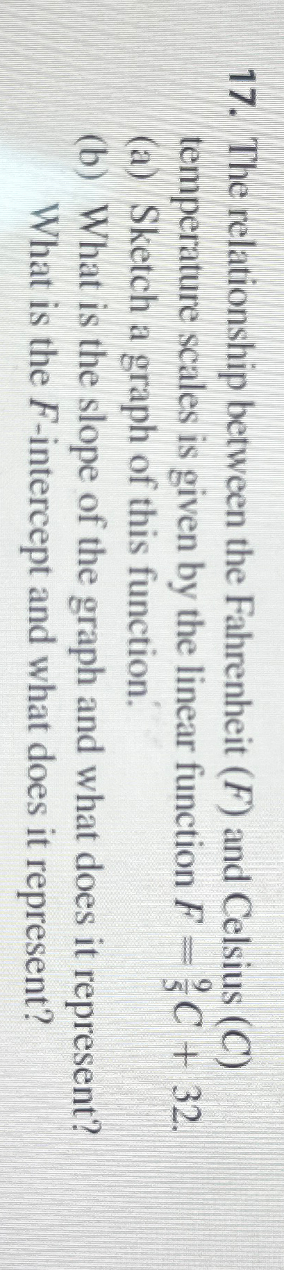 Solved The relationship between the Fahrenheit (F) ﻿and | Chegg.com