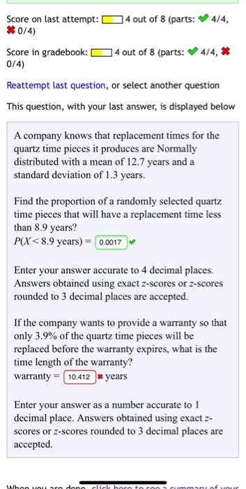 Solved 4 out of 8 (parts: 4/4, Score on last attempt: *0/4) | Chegg.com