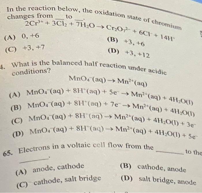 Solved In the reaction below, the oxidation state of | Chegg.com