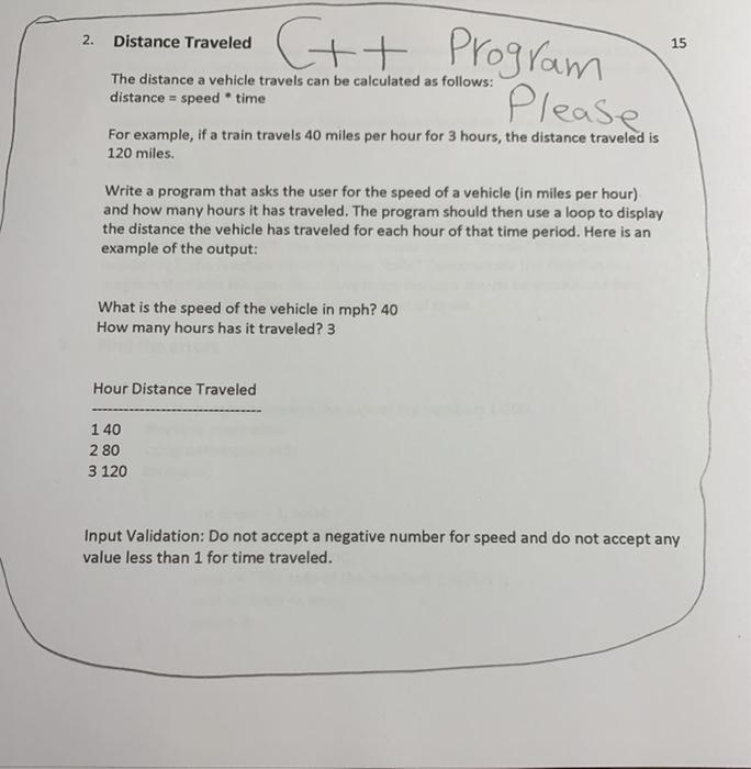 Solved 2. Distance Traveled 15 Ctt Program Please The | Chegg.com